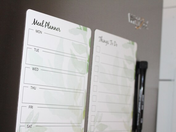 Set of 2 Botanical Dry Erase Magnetic to Do List and Meal | Etsy