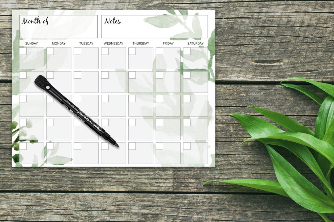 Dry Erase Botanical Monthly Calendar, Magnetic Organizer, Fridge ...