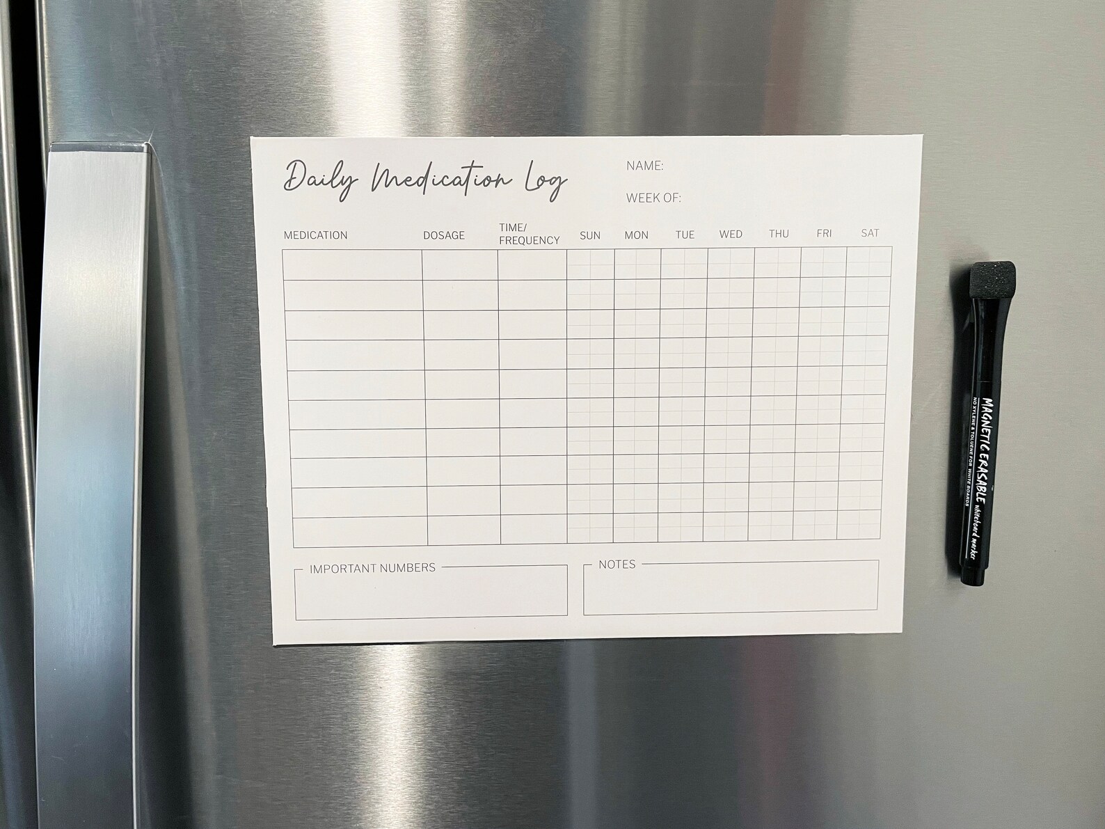 Dry Erase Daily Medication Log, Prescription Tracker List, Eco-friendly ...