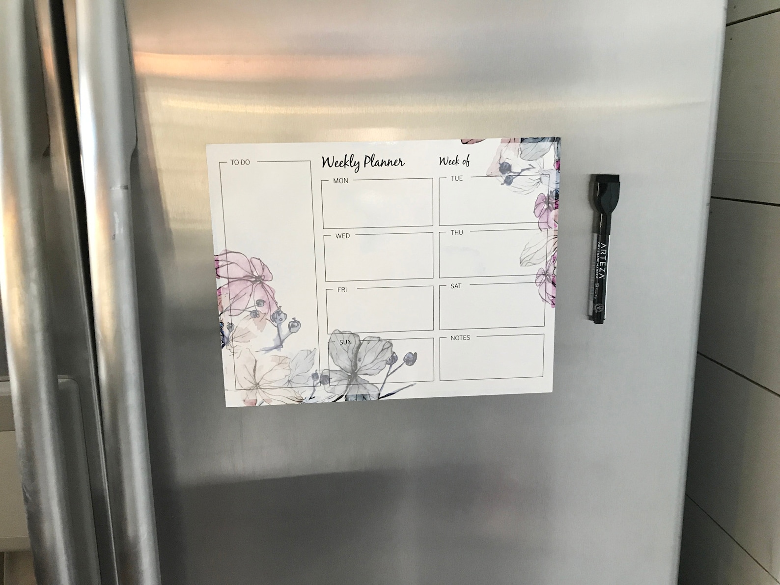 Pink and Blue Floral Magnetic Daily Tasks Chart, Dry Erase Weekly ...