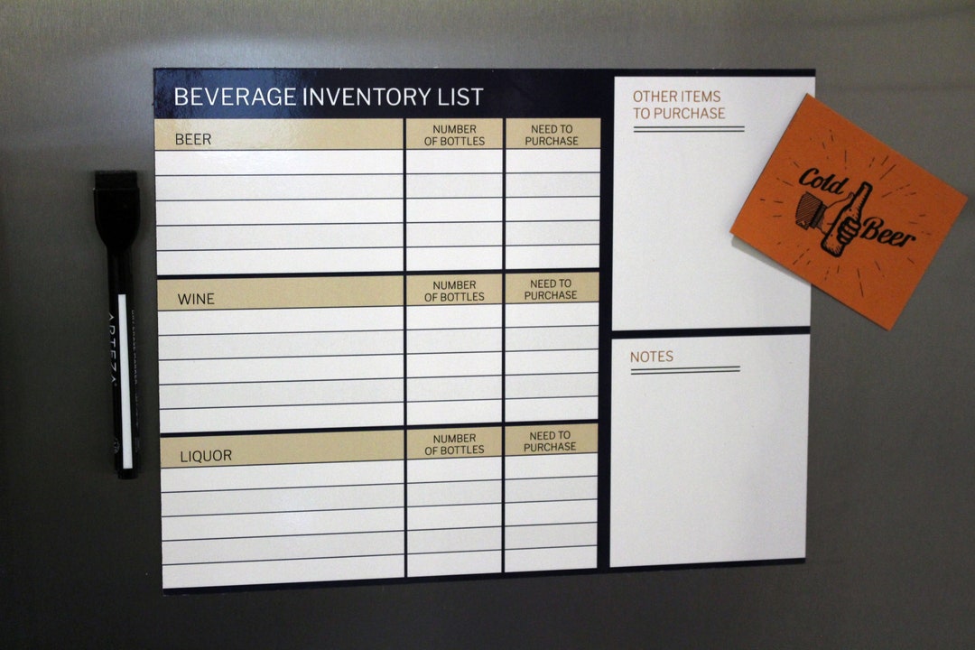 Man Cave Beverage Inventory, Dry Erase Liquor List, Alcohol & Beer ...