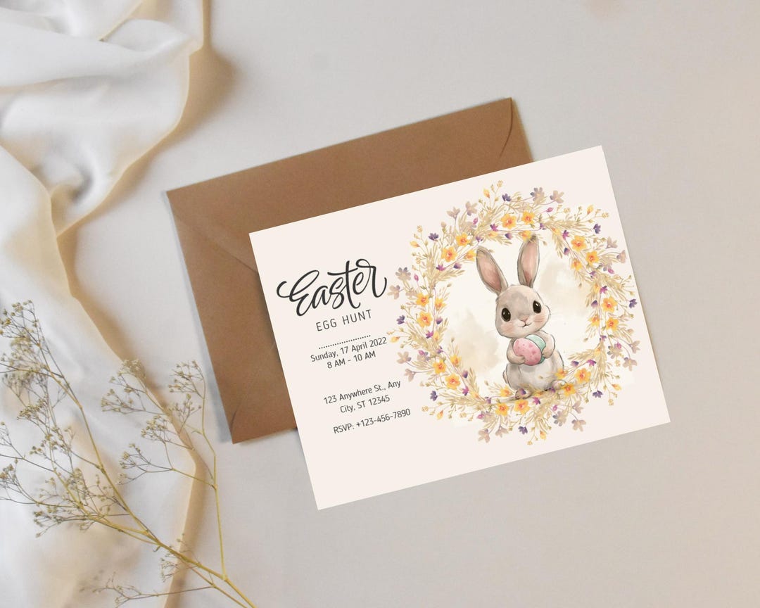 Editable Easter Invitation, Printable, Canva Template, Digital Download ...