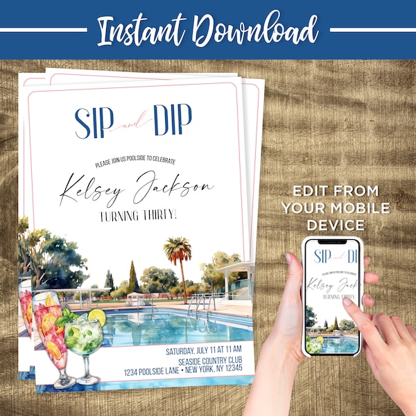 Sip and Dip Invitation - Etsy