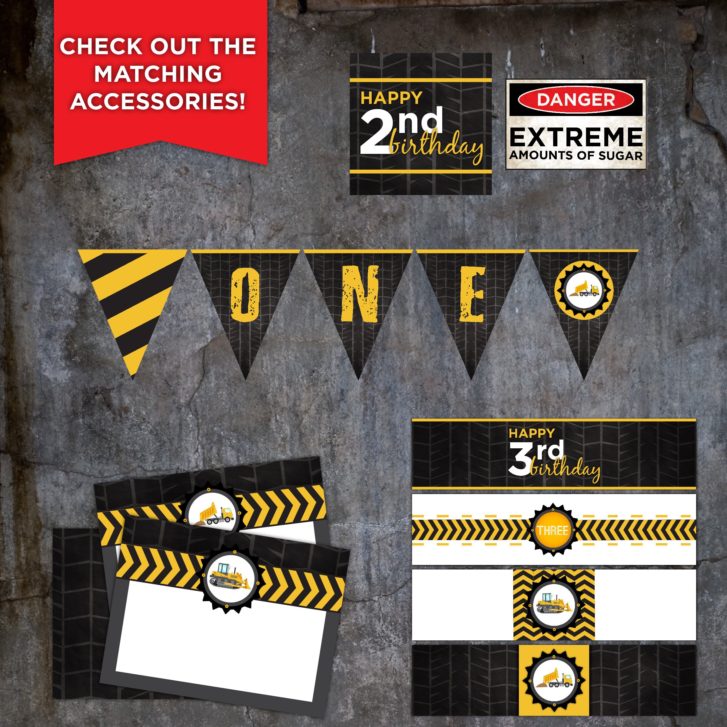 Construction Theme Birthday Signs Birthday Theme for Boys | Etsy