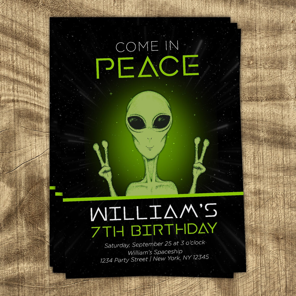 Editable Alien Birthday Invitations Space Birthday Party - Etsy