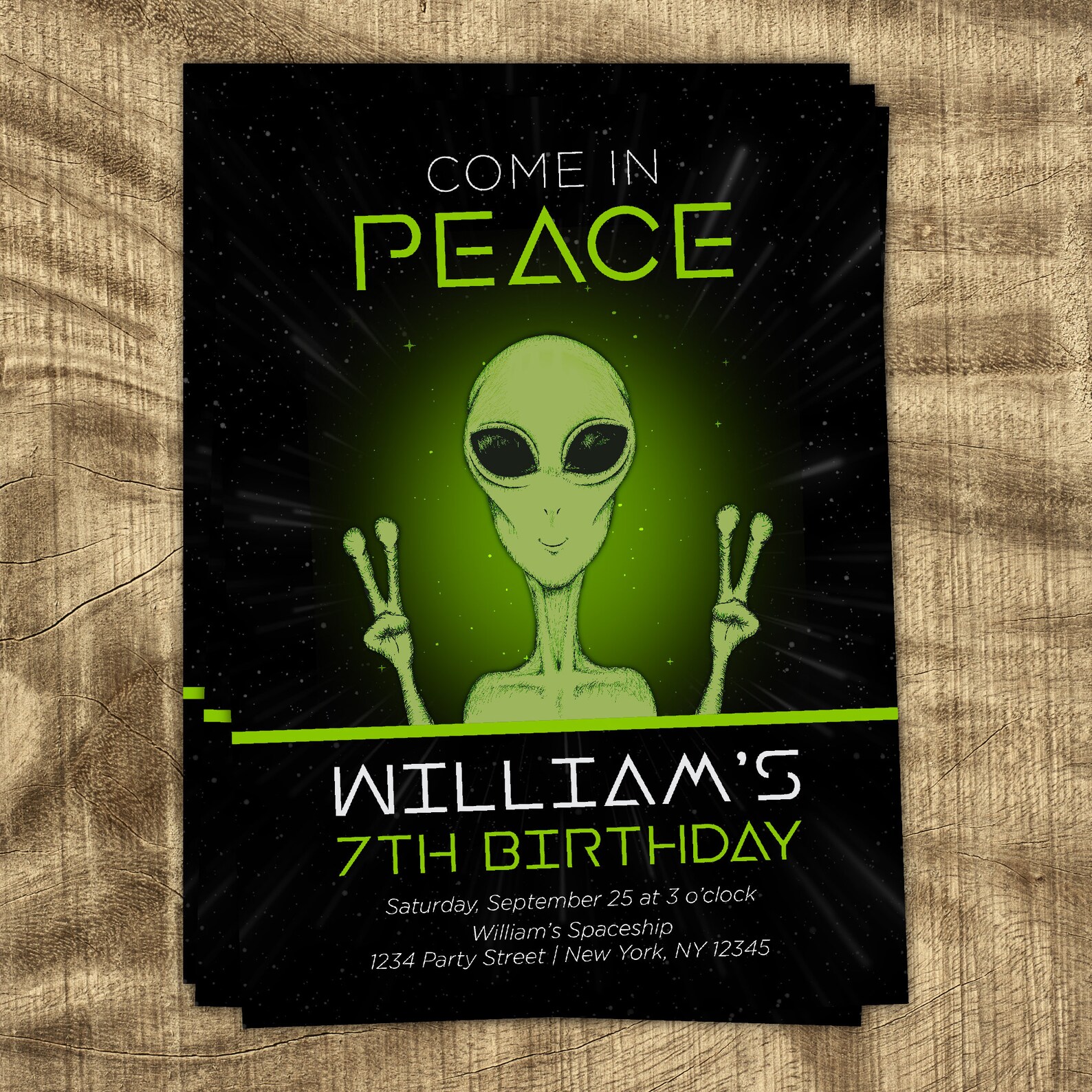 Editable Alien Birthday Invitations, Space Birthday Party Invitations ...