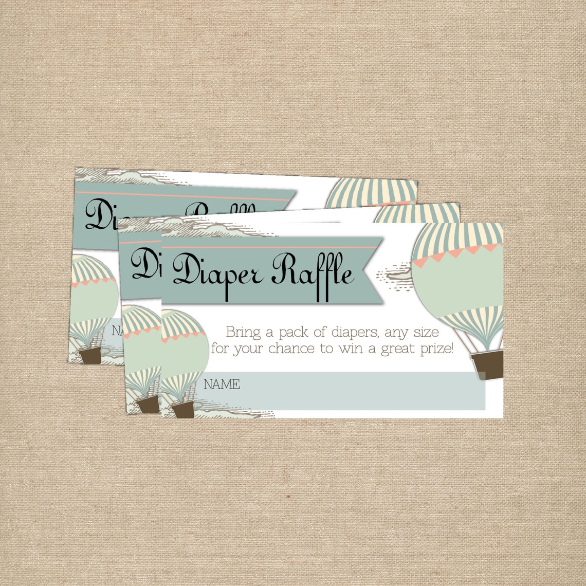 Hot Air Balloon Diaper Raffle Insert Baby Shower Diaper - Etsy