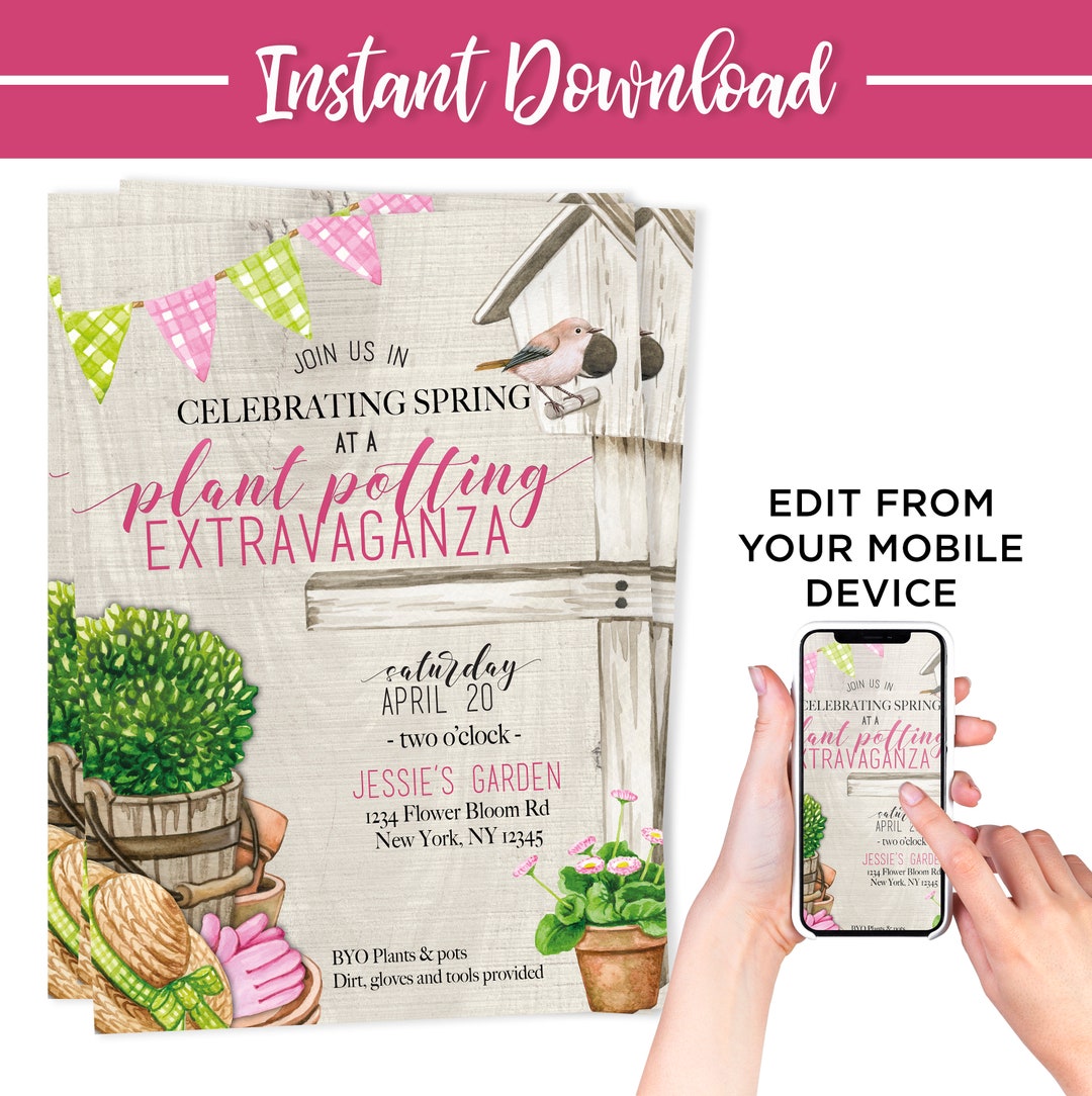 Editable Spring Part Invitation, Spring Party Template, Instant ...