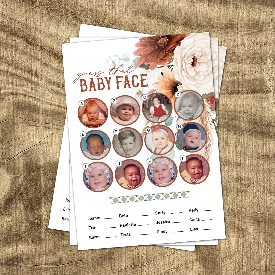 Fun Baby Shower Game, Match the Baby Face to the Name, Co-ed Baby ...