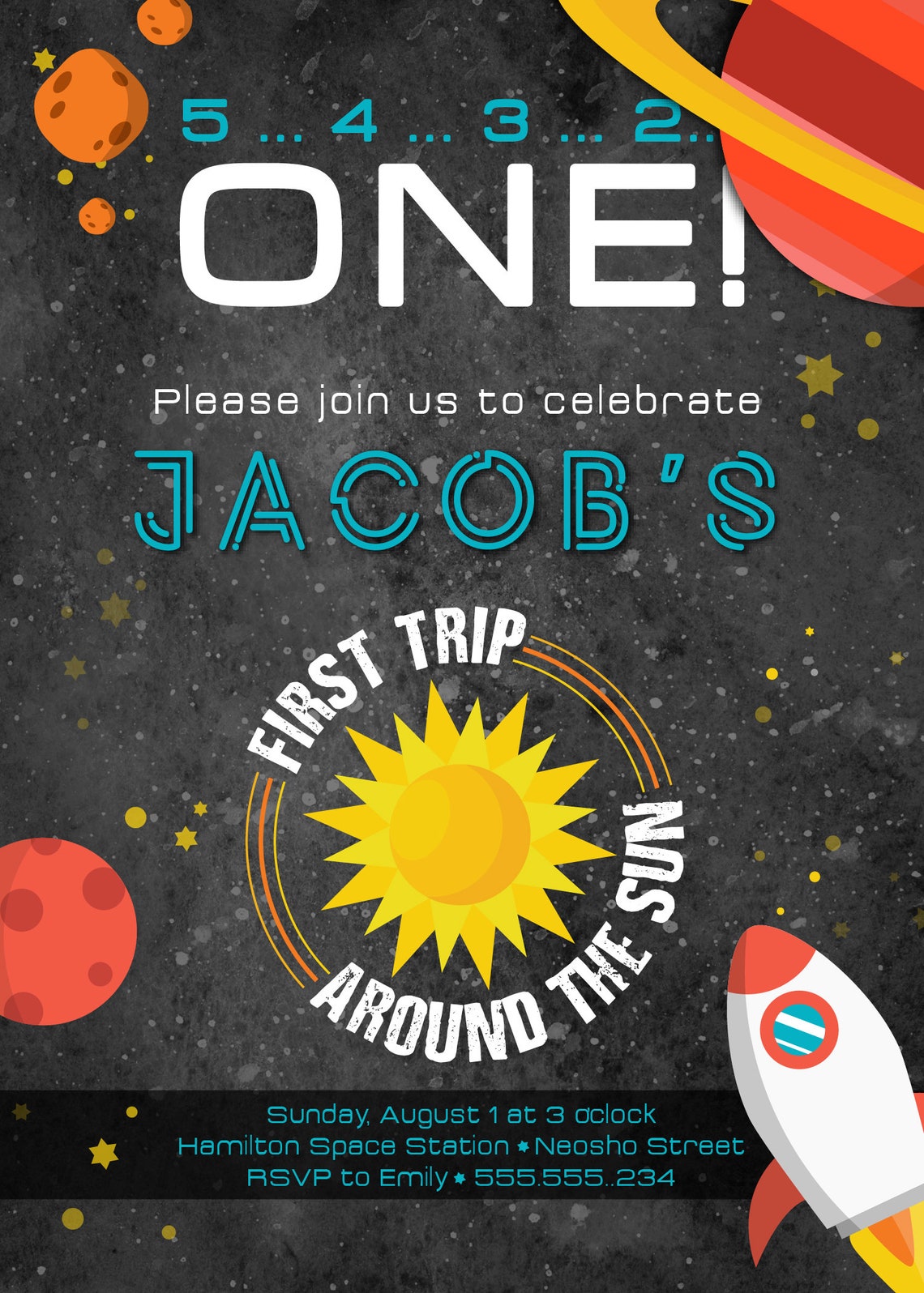 Space Birthday Invitation Space Birthday Party Invitations - Etsy