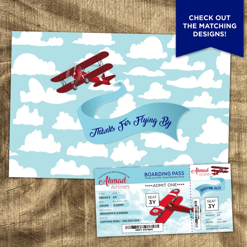 Editable Airplane Birthday Invitation, Time Flies, Airplane Theme ...