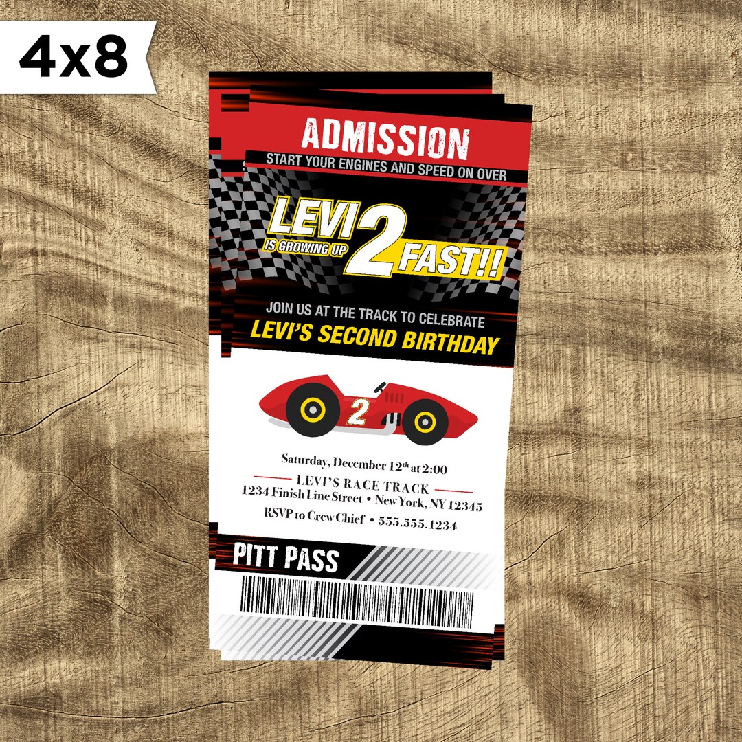 Race Track Party, Racecar Birthday Invitation, Boy's Birthday, Birthday ...
