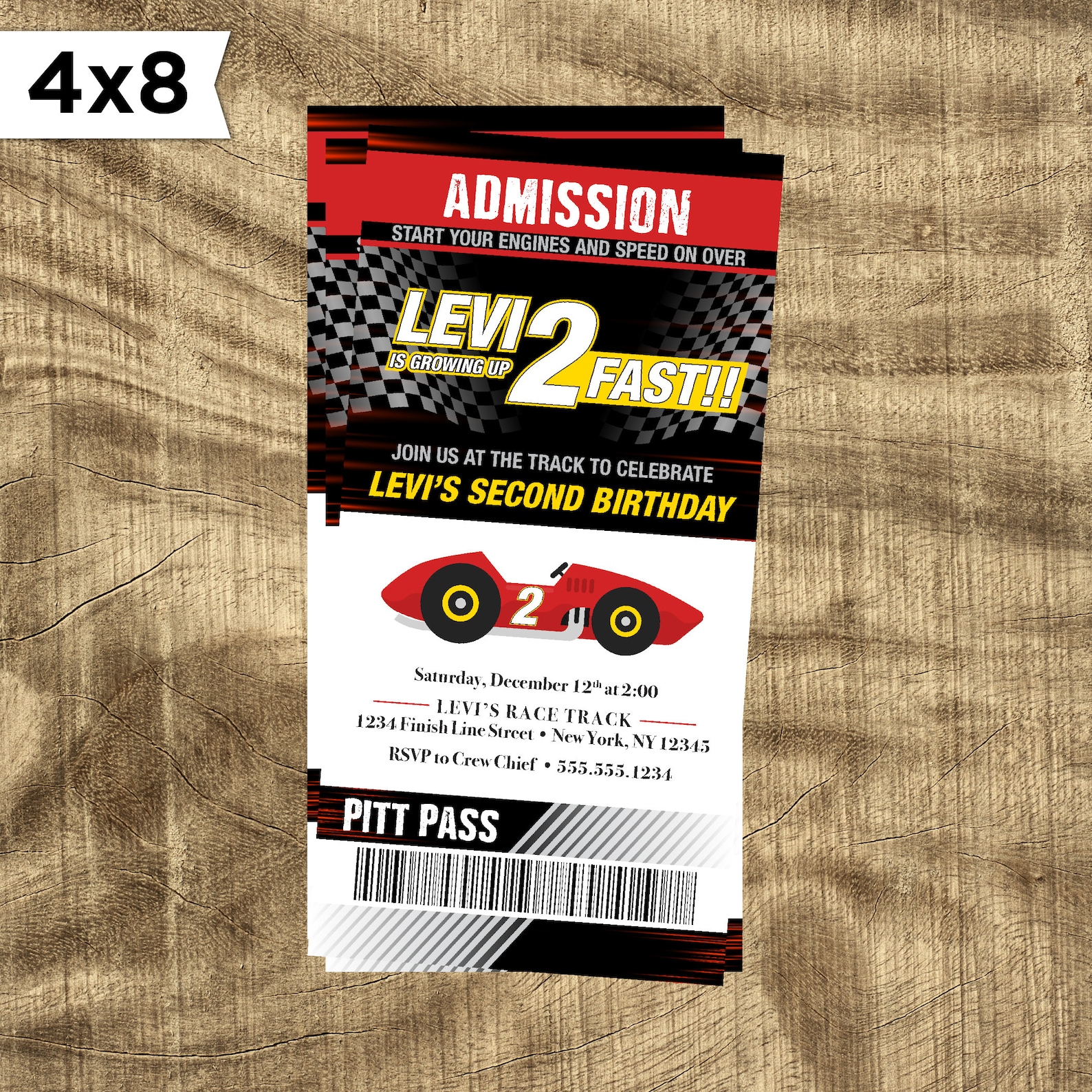 Race Track Party Racecar Birthday Invitation Boy's - Etsy