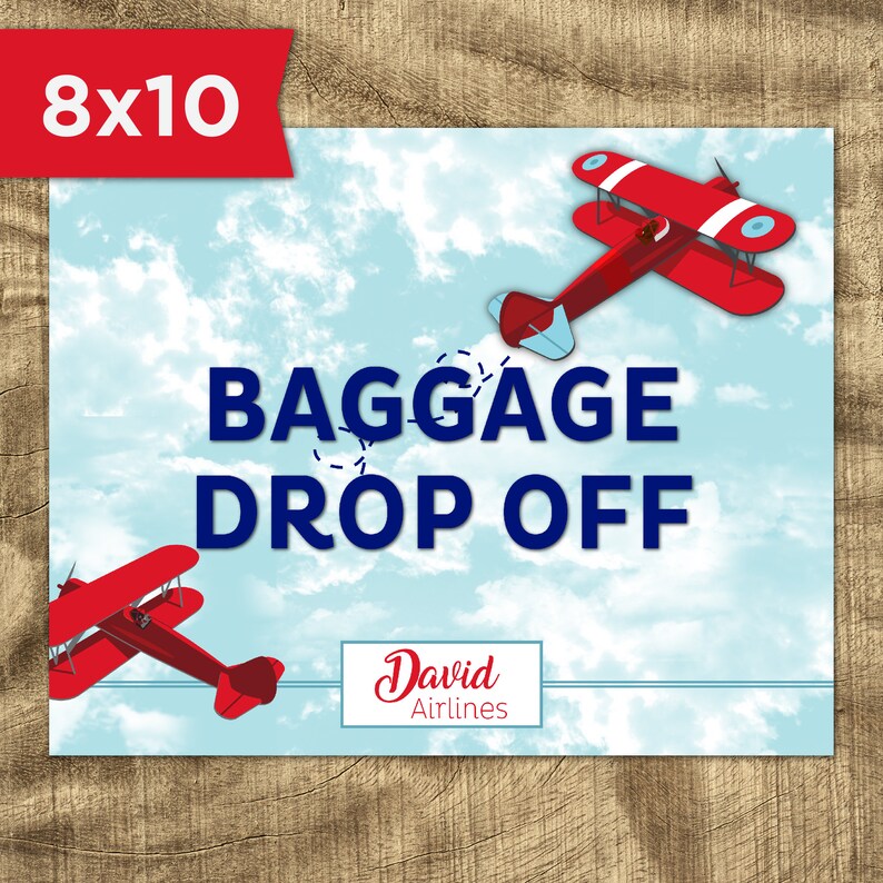 Airplane Party Decor Baggage Drop Off sign Custom Party | Etsy