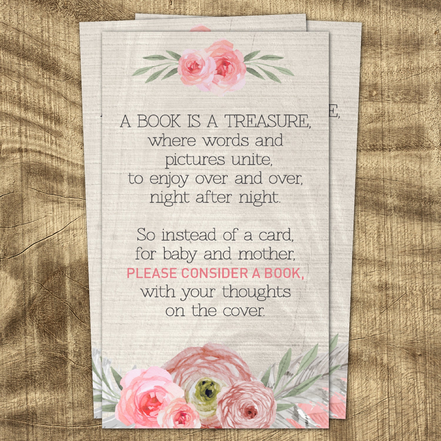 Book instead of card insert Bring a Book for baby Bohemian | Etsy