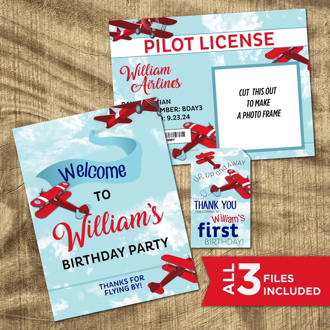 Airplane Theme Birthday Invitation Kit, Boarding Pass Invitation ...