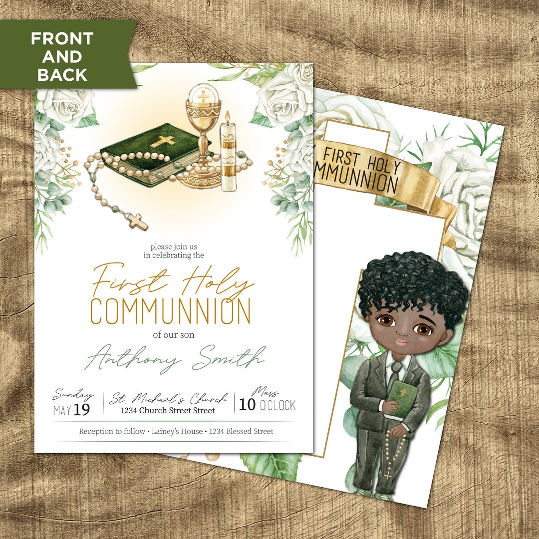 First Communion Invitation Boy, Gender Neutral First Communion ...