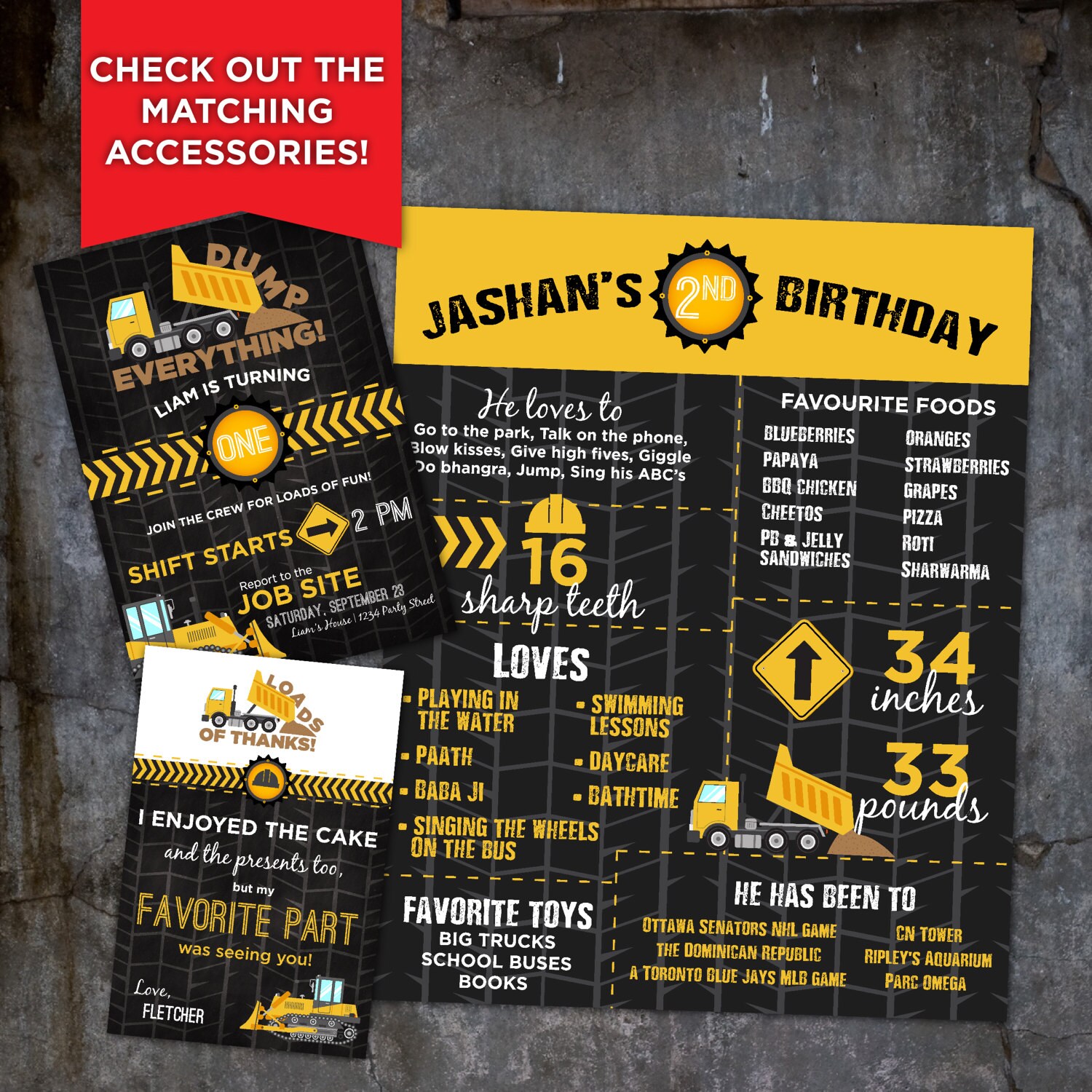 Construction Theme Birthday Poster Birthday Accessories for | Etsy