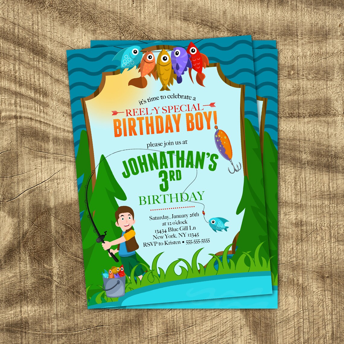 Fishing Theme Birthday Invitation Birthday Invitations for - Etsy