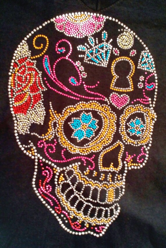 Items similar to Sugar Skull Rhinestone bling Womens Shirt on Etsy