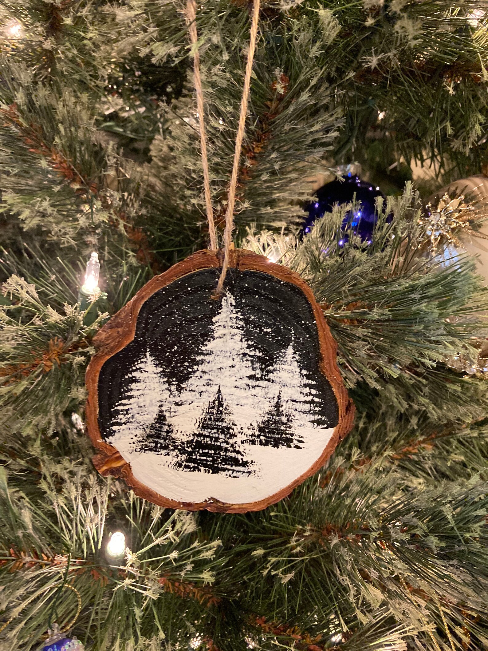 Wood Slice Christmas Ornaments. Handpainted Wooden Ornament, Natural ...