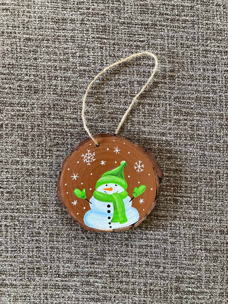 Wood Slice Christmas Ornaments. Handpainted Wooden Ornament, Natural ...