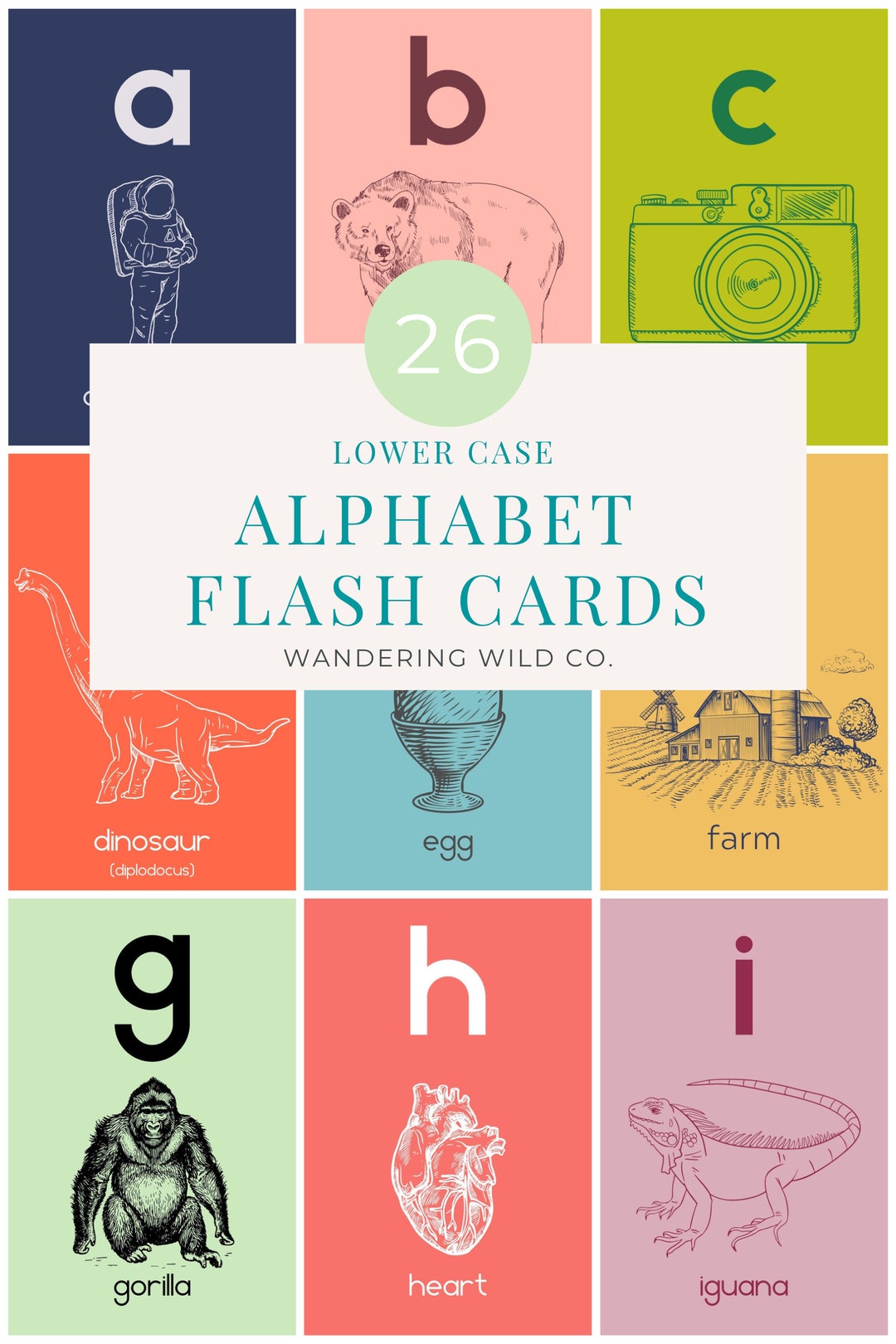 Lower Case Alphabet Flash Cards - Etsy