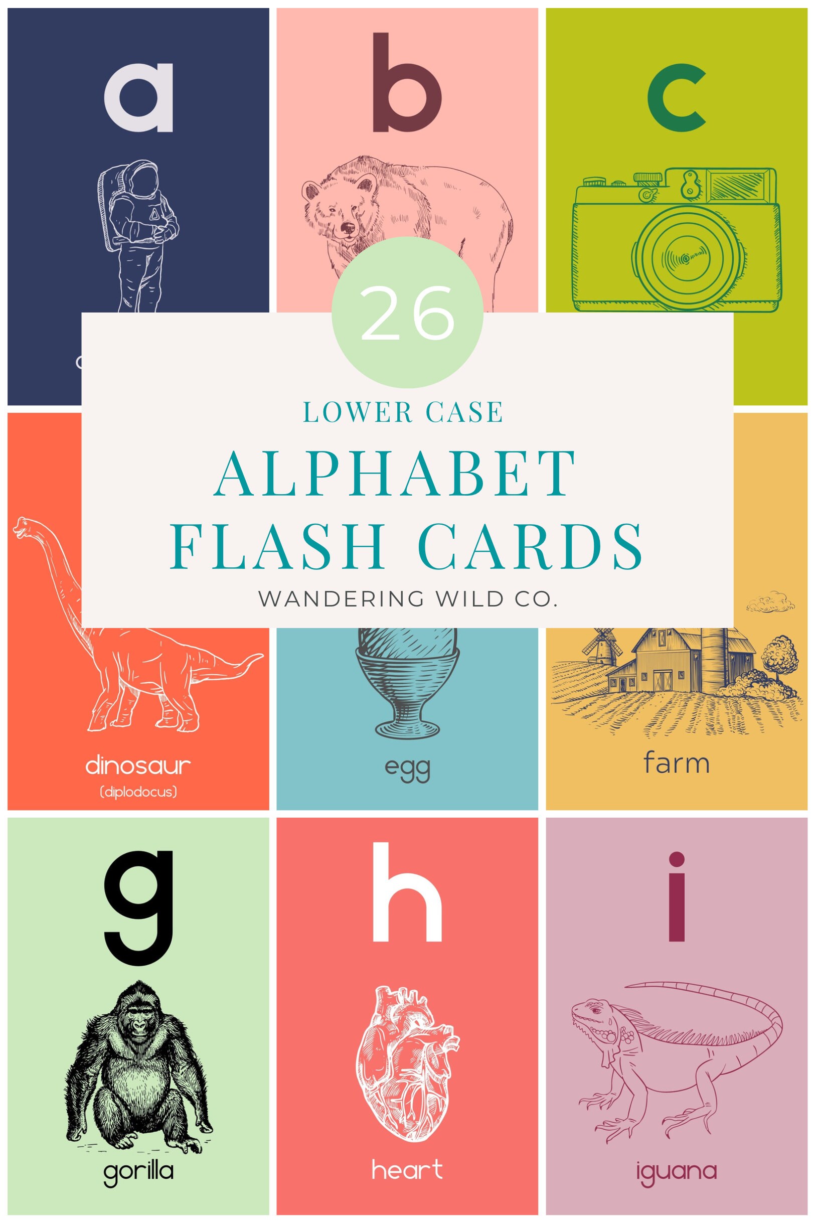 Lower Case Alphabet Flash Cards - Etsy