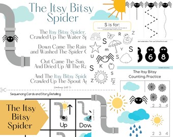 Itsy Bitsy Spider Birthday Party Favor Nursery Rhyme Coloring Page ...