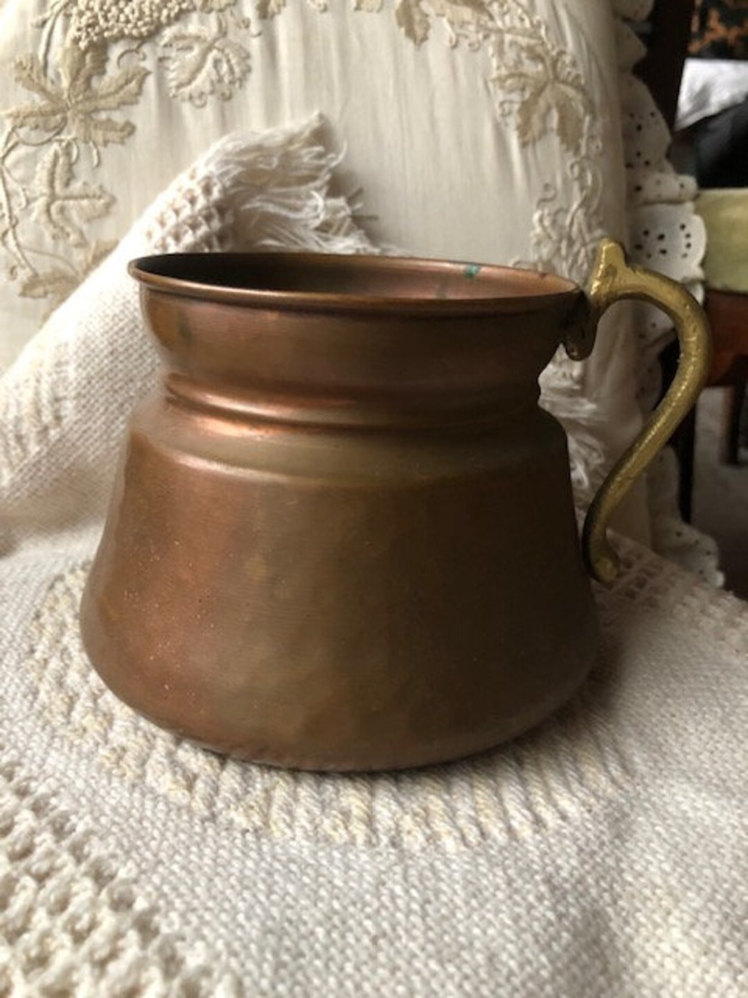 Small Copper and Brass Pot With Handle - Etsy