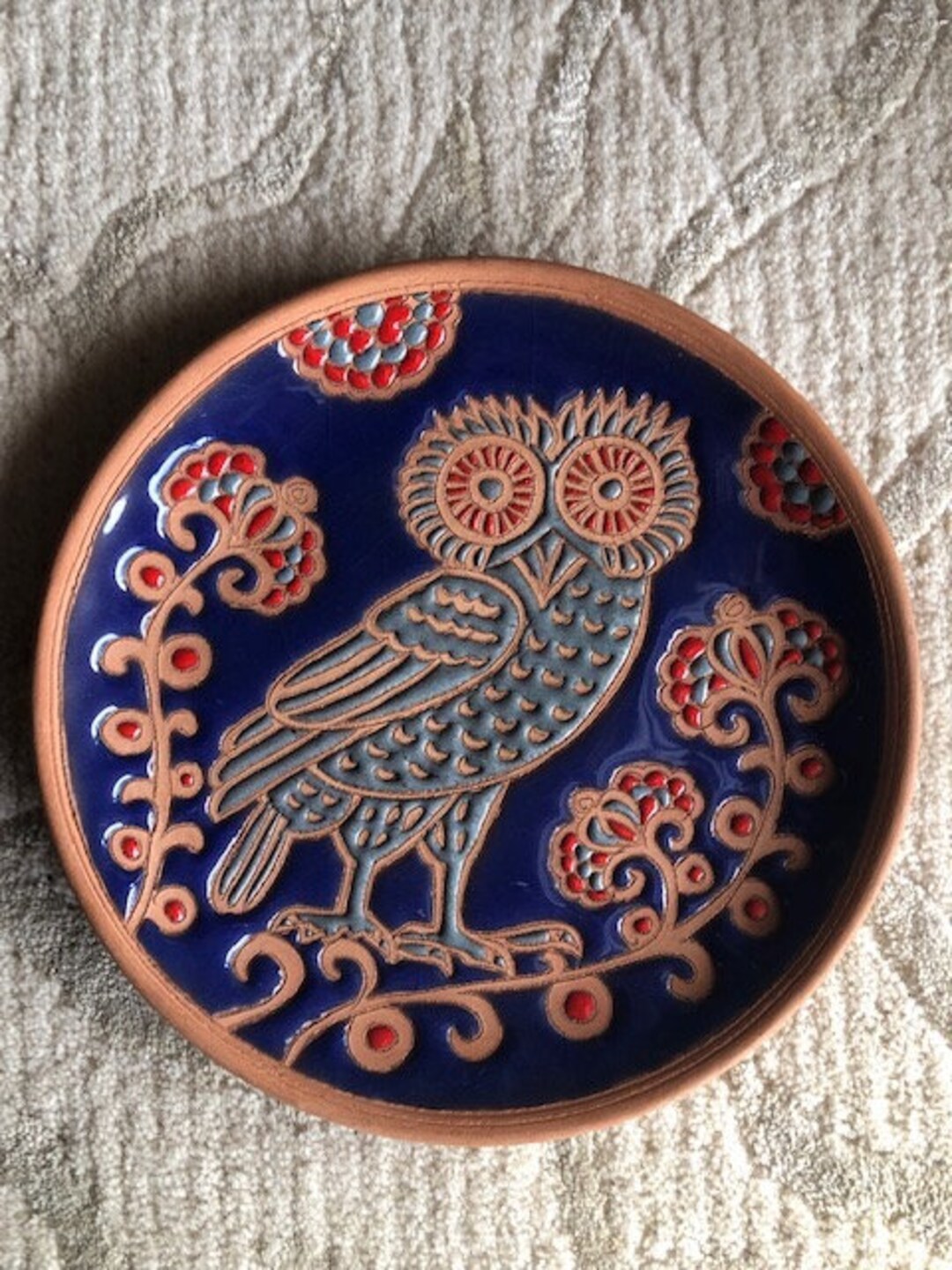 Owl Plate-hand Made in Greece - Etsy