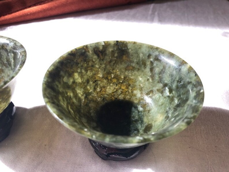 2 Jade Bowls With 1 Pair of Jade Chopsticks - Etsy
