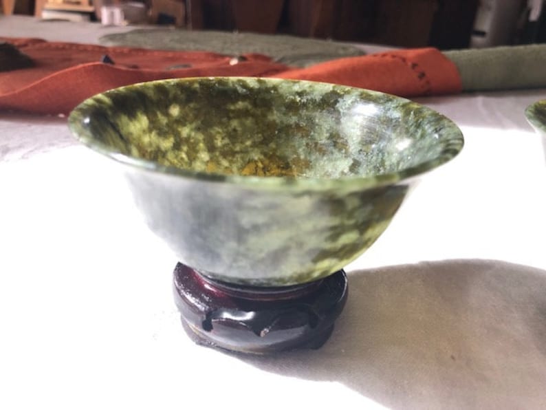 2 Jade Bowls With 1 Pair of Jade Chopsticks - Etsy