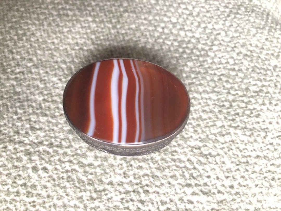 Vtg Banded Agate Pill/snuff Box - Etsy