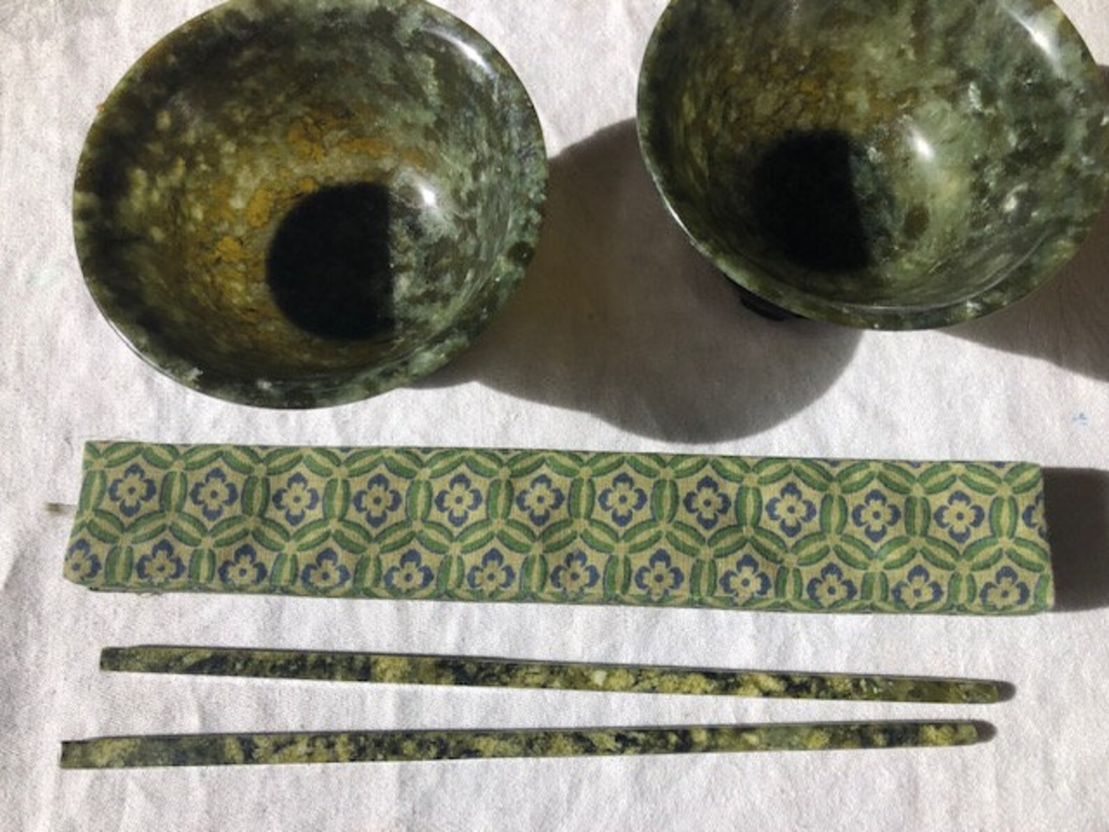 2 Jade Bowls With 1 Pair of Jade Chopsticks - Etsy