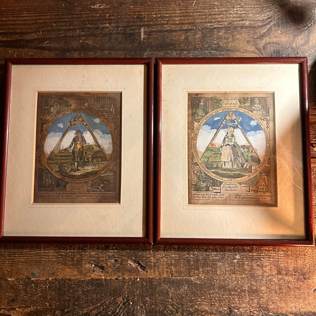 A Pair of Beautiful Framed Early Antique Masonic Prints - Etsy