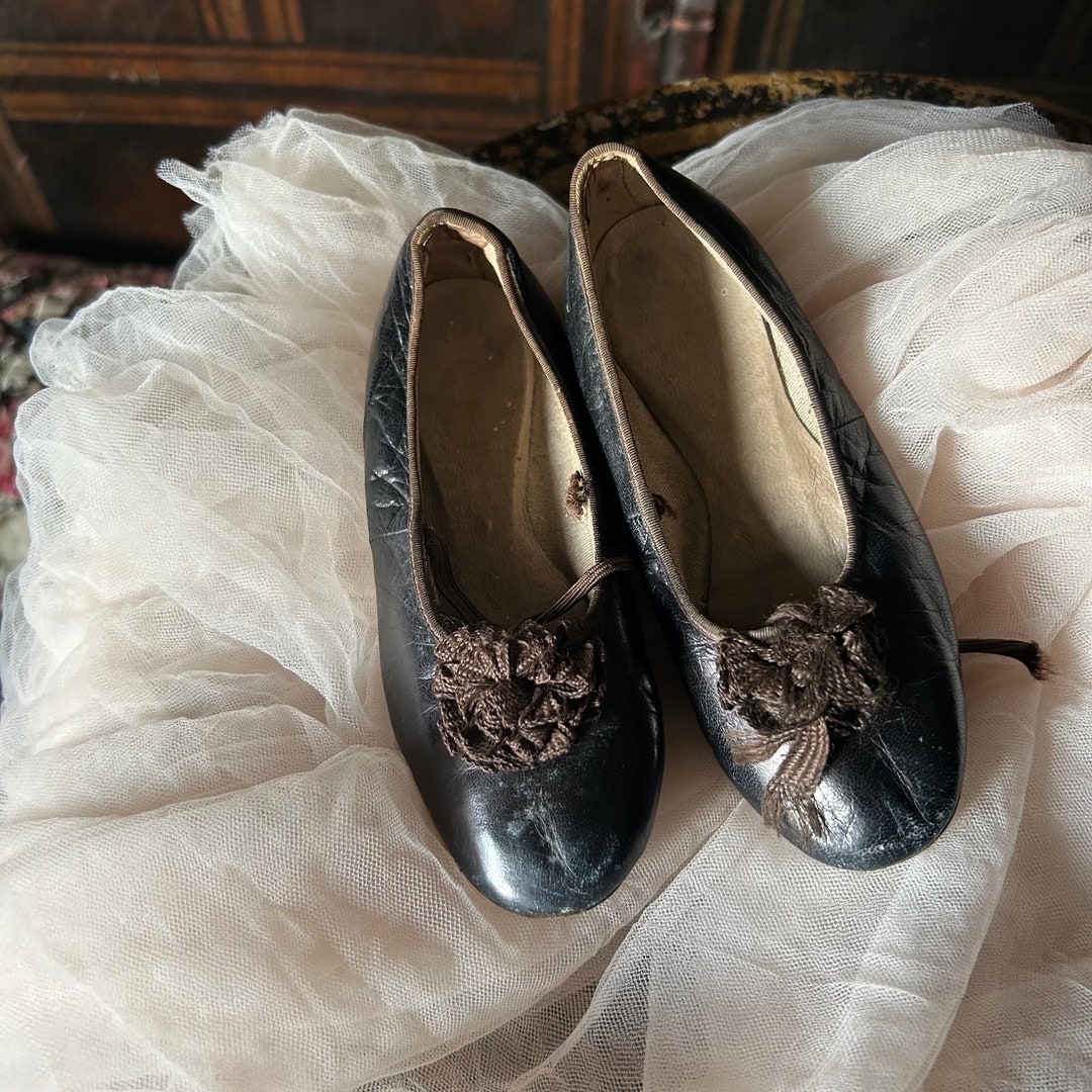 Antique 19th Century French Girls Leather Ballet Slippers - Etsy