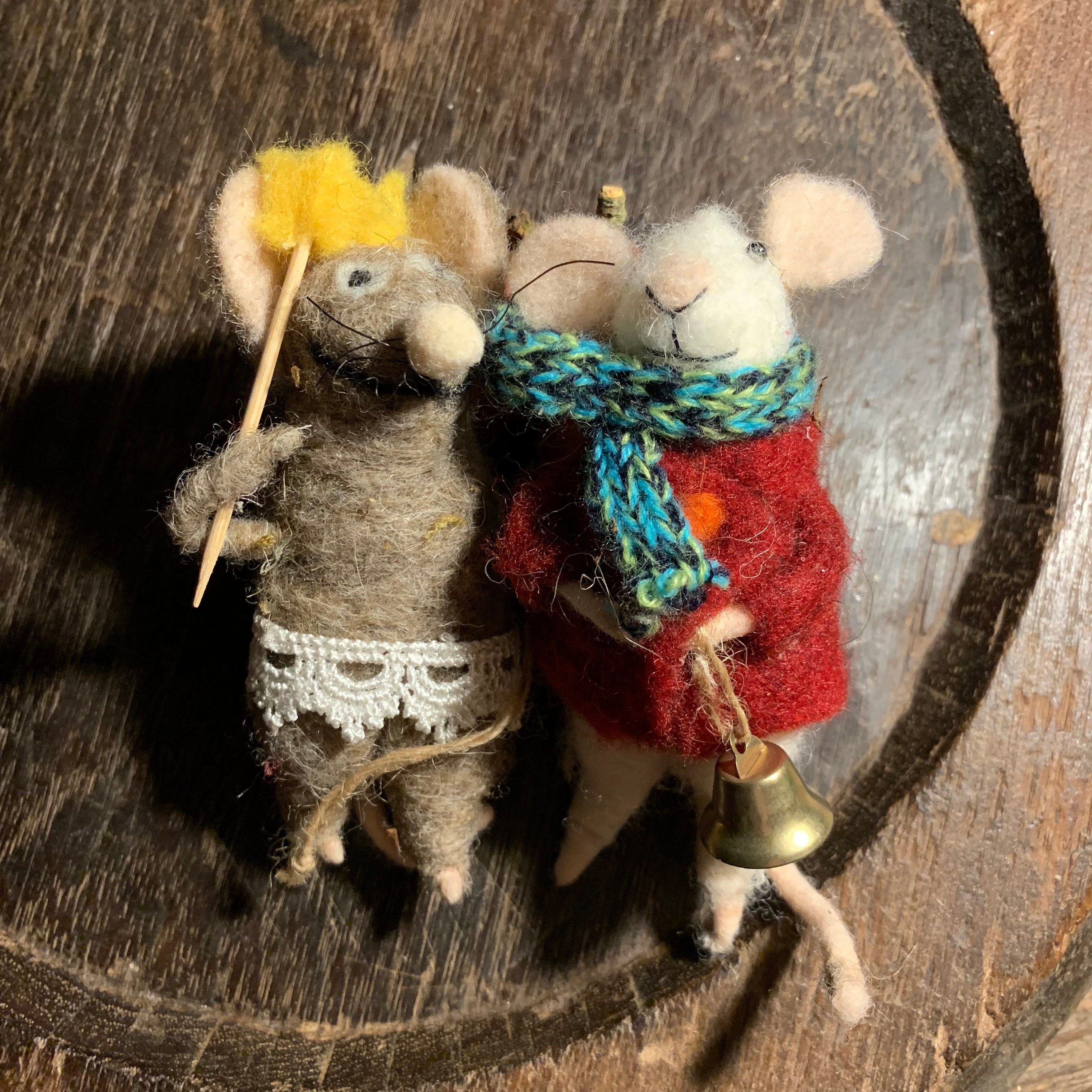 A Pair of Vintage Felted Wool Christmas Decoration Mice - Etsy