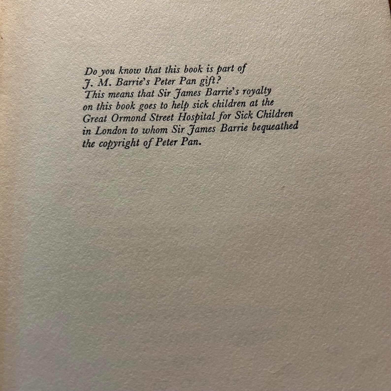 Peter Pan by J M Barrie Illustrated by Nora S Unwin 1967 Book - Etsy