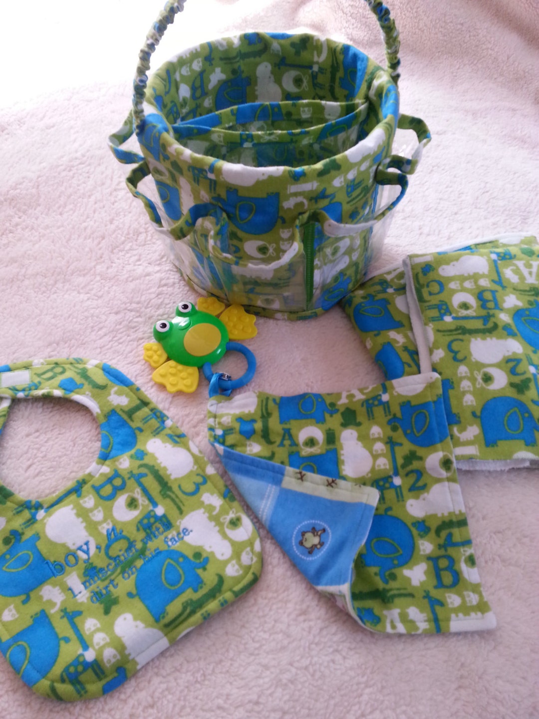 Baby Boy Gift Set Bucket With Inside and Outside Vinyl Pockets ...