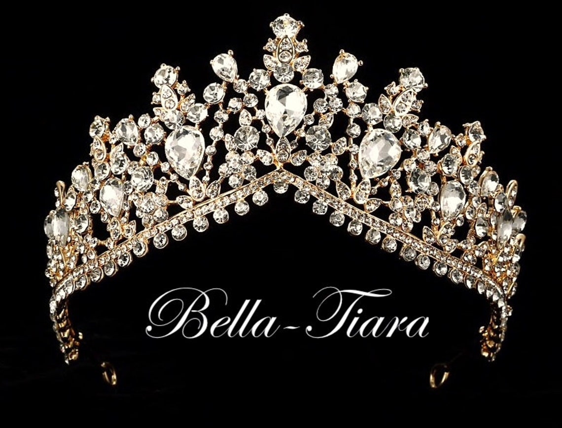 Gold Wedding Tiara Gold Crystal Bridal Tiara Gold Crystal - Etsy