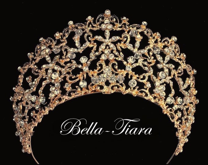 Gold Crystal Wedding Tiara Gold Bridal Tiara Gold Crystal - Etsy