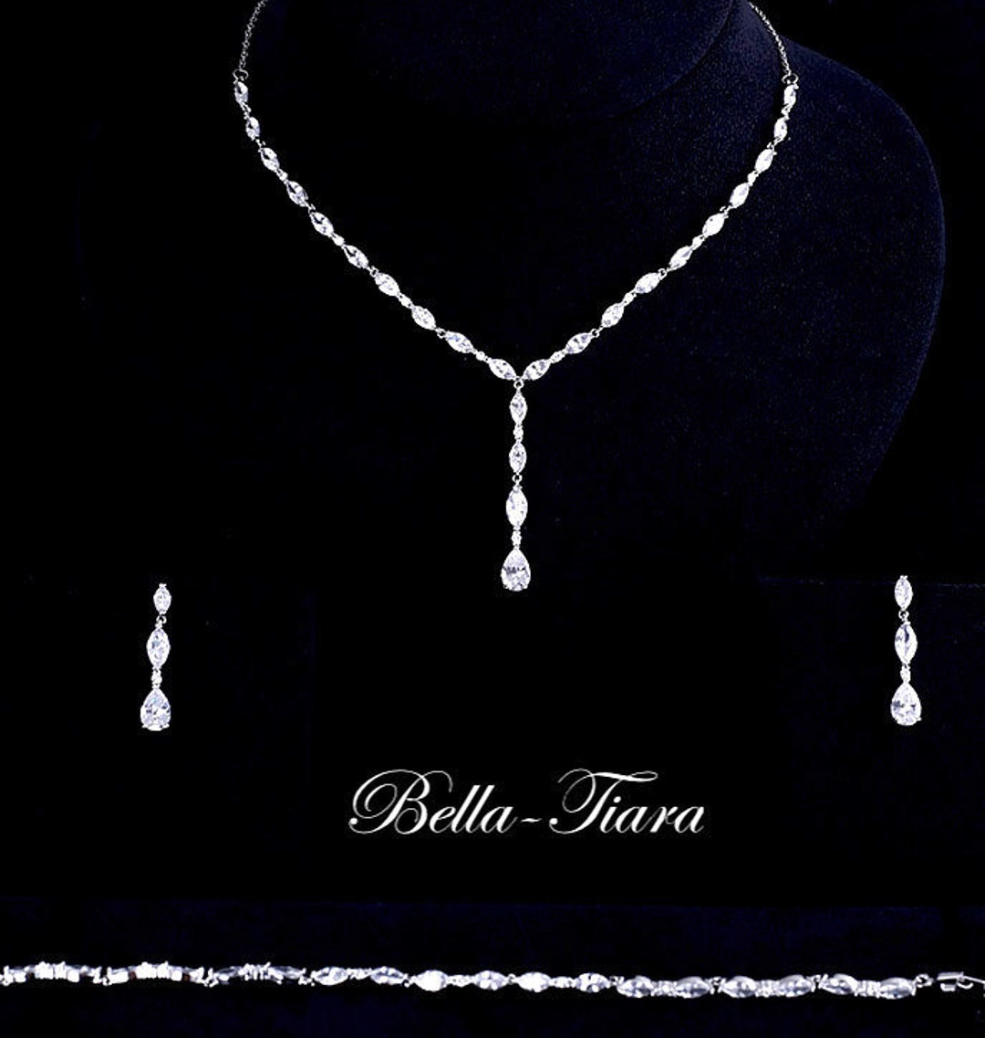 Wedding Necklace Set, Cz Jewelry Set, Bridal Necklace and Earring Set ...