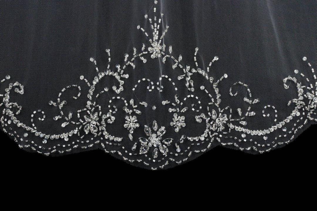 Crystal Beaded Edge Wedding Veil, Wedding Veil, Bridal Veil, Beaded ...