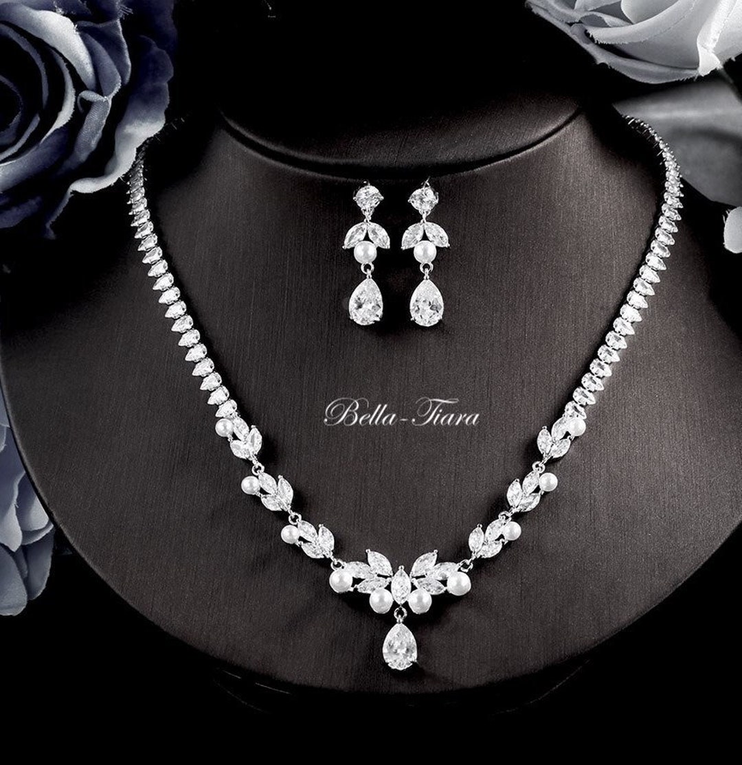 Pearl Bridal Necklace Set, Necklace Set With Pearls , Bridal Necklace ...