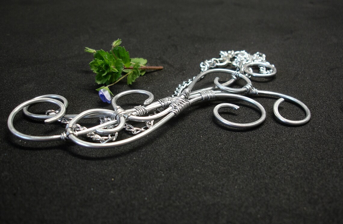 Aluminium Wire Jewelry. Statement Necklace. Aluminium Necklace ...