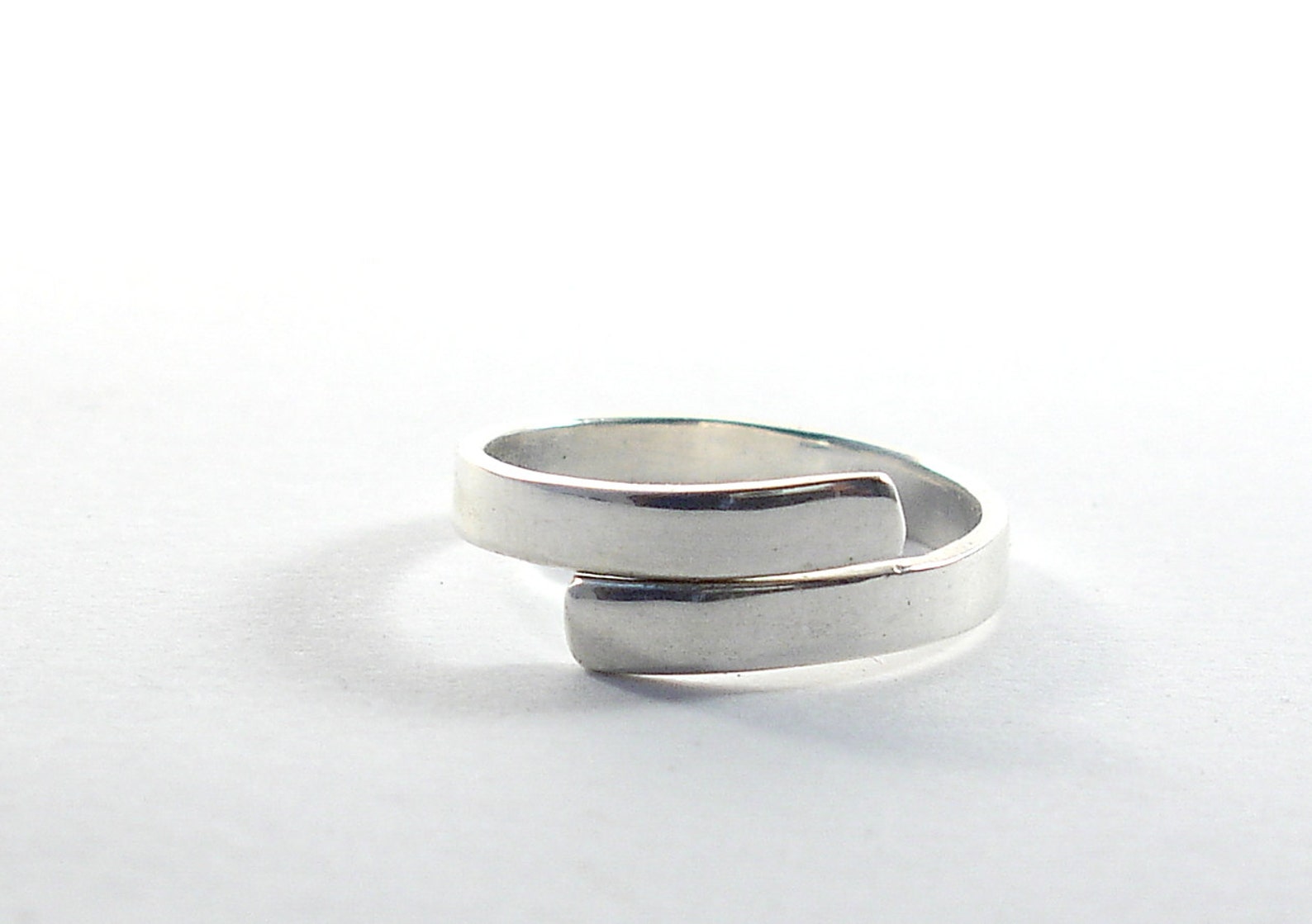 Band Sterling Silver Womens Ring. Wrapped Minimal Bypass Ring. Silver ...