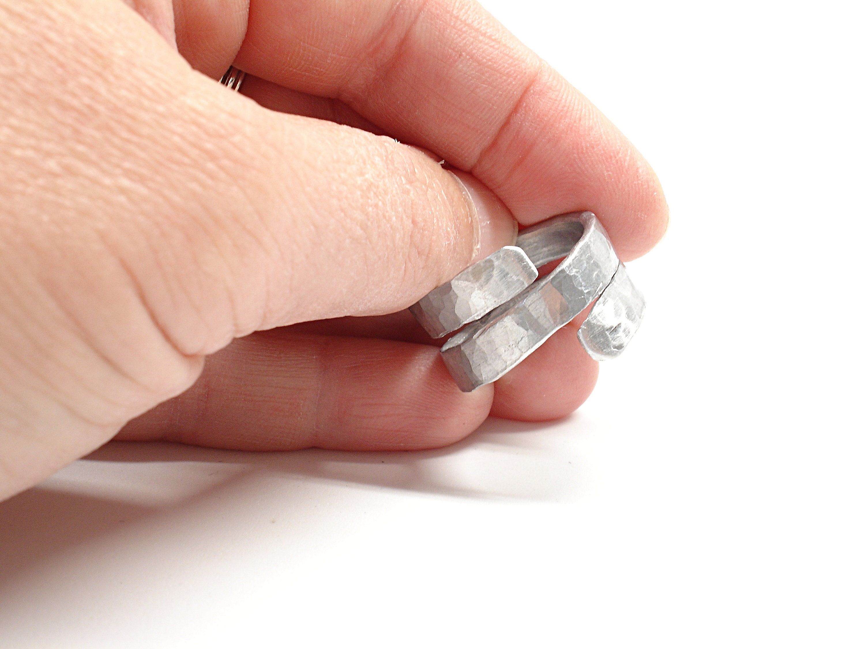 Wrap Thumb Rings for Women. Hammered Aluminium Ring. Contemporary ...