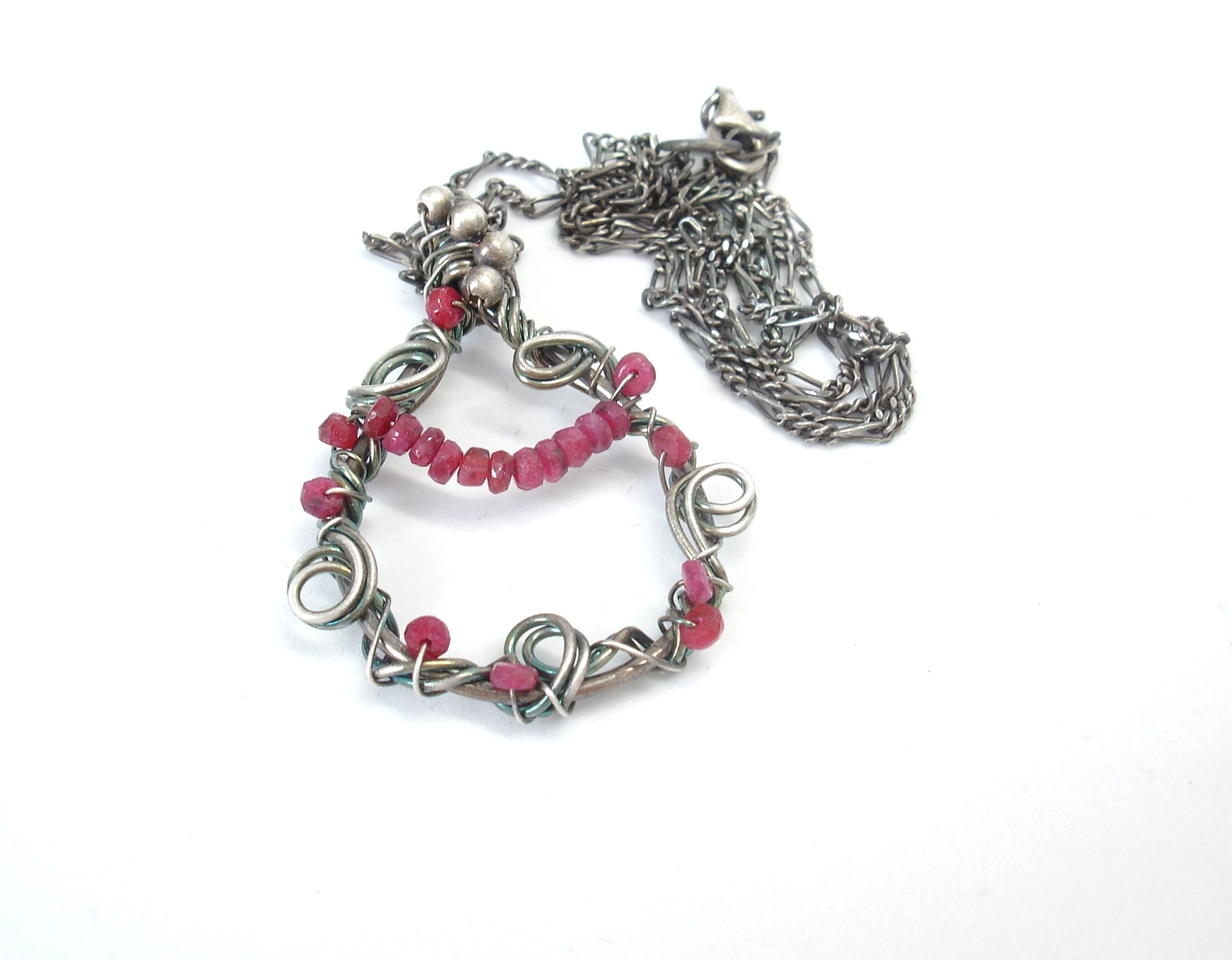 Ruby Necklace. Silver Necklace. Unique Necklaces for Women. Silver and ...