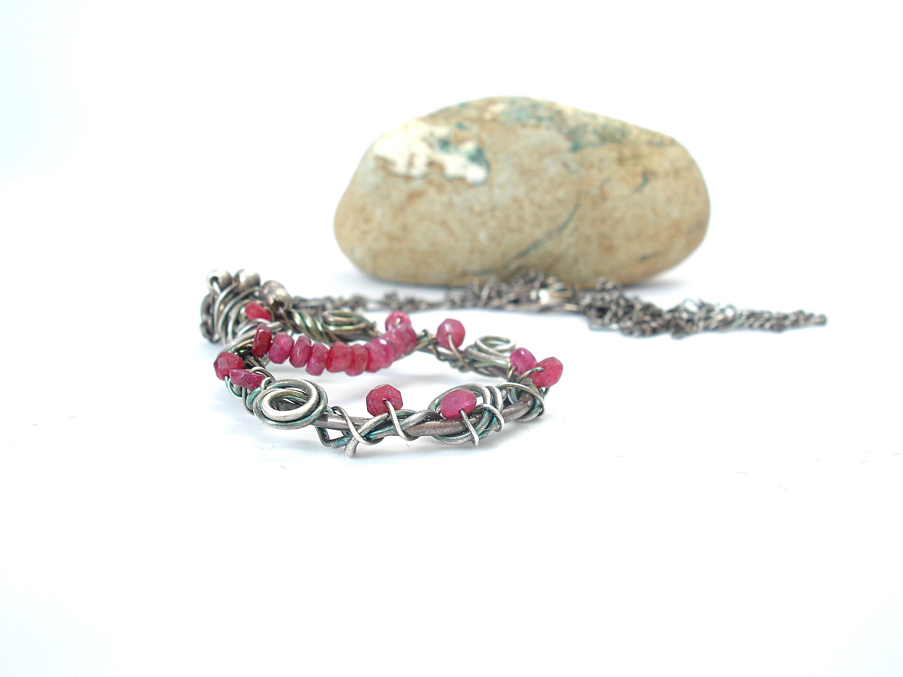 Ruby Necklace. Silver Necklace. Unique Necklaces for Women. Silver and ...